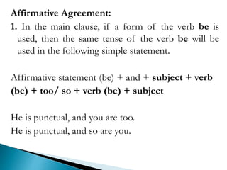 Affirmative and Negative Agreement | PPTX