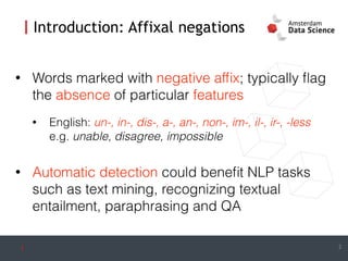 Building a Dictionary of Affixal Negations | PDF