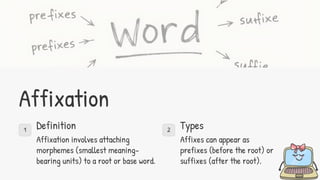 Affixation, Prefixes, Suffixes, Inflectional and derivational affixation | PPT