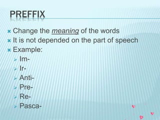 Affixes - preffix and suffix in summary | PPTX