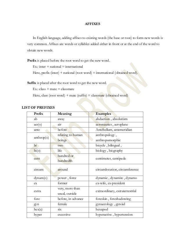 Affixes