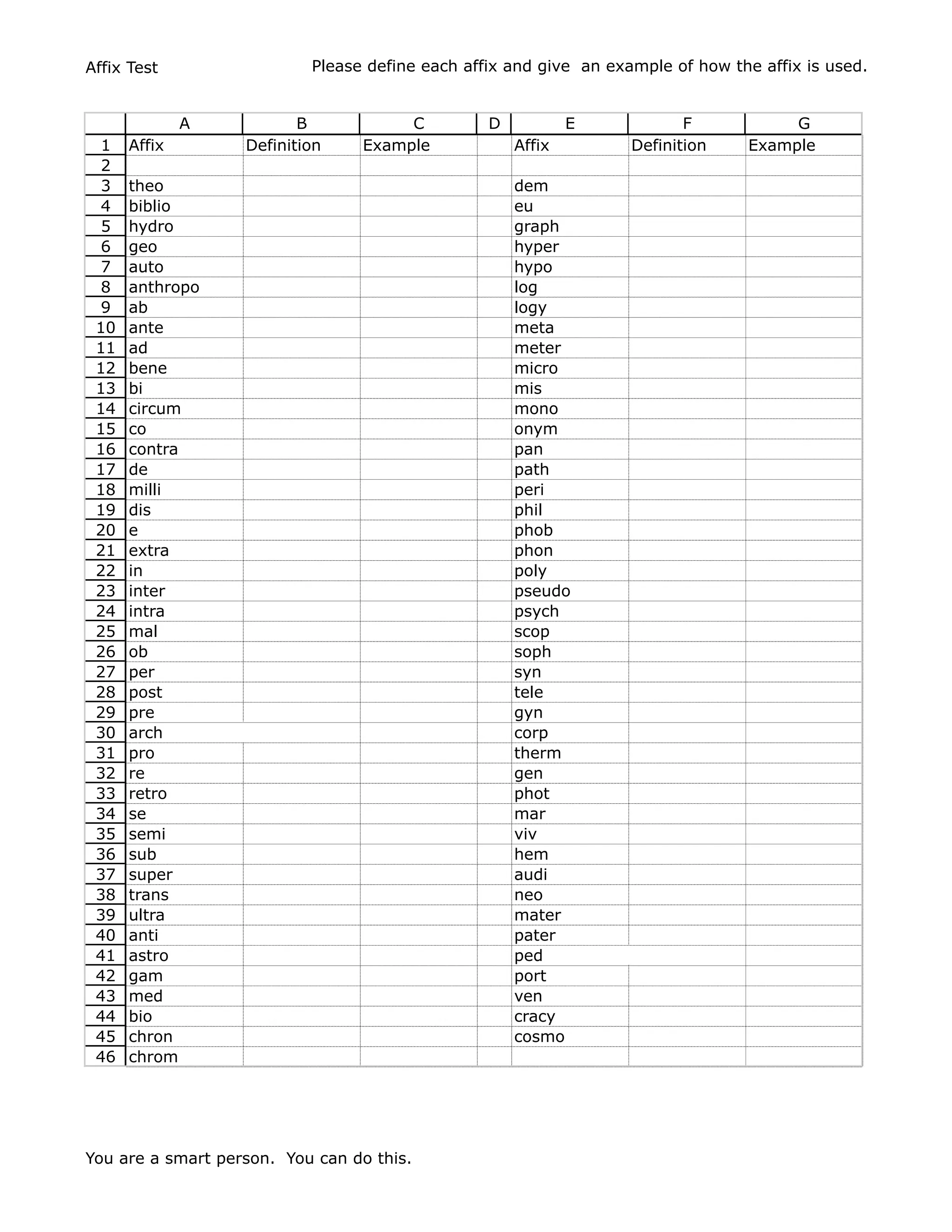 Affix final exam sheet1 | PDF