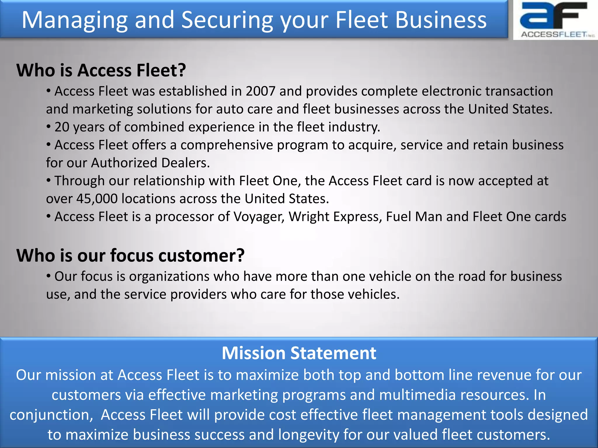 Af fleet customer presentation | PPTX