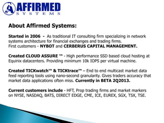Affirmed Systems SSD Storage Area Network Appliance architecture for ...