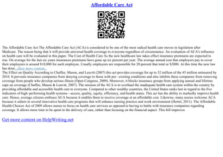 Affordable Care Act Literature Review | PPT