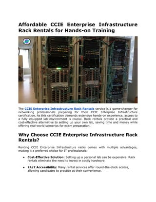 Affordable CCIE Enterprise Infrastructure Rack Rentals for Hands-on ...