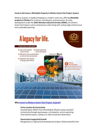 Affordable Property in Dholera: Invest in Gujarat’s Smart City Project | PDF