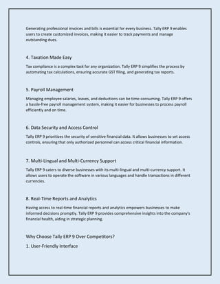 Affordable Tally ERP 9 accounting software | DOCX