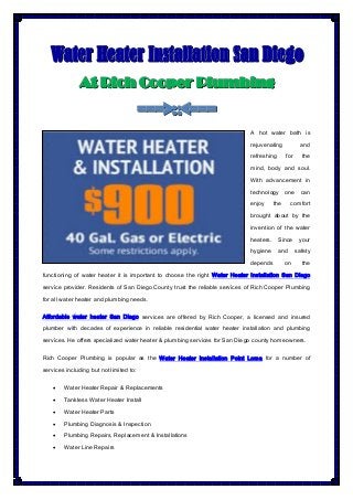 Affordable Water Heater Installation San Diego