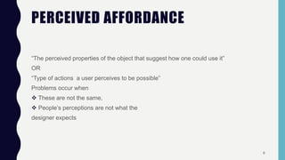 Affordance,mapping,constraints and convention in hci | PPTX