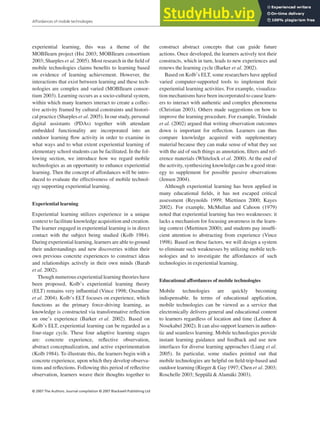 Affordances Of Mobile Technologies For Experiential Learning The Interplay Of Technology And ...