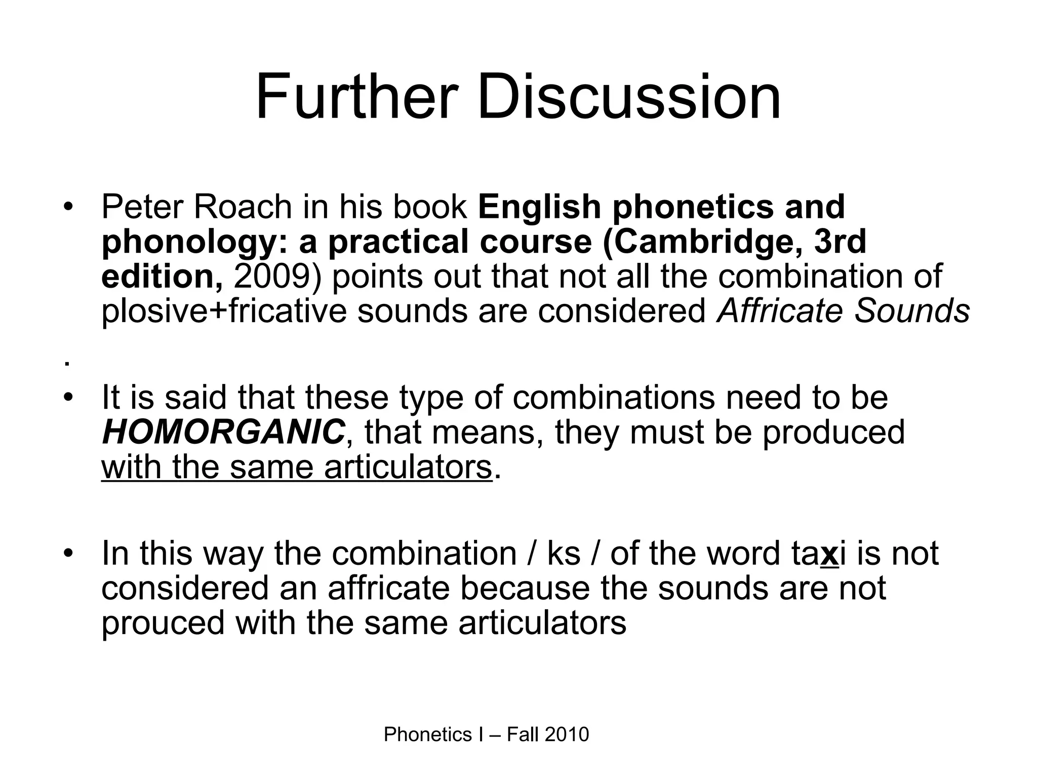 Affricate sounds 2010 | PPT
