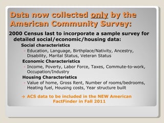 Locating Census 2010 Data using the NEW American FactFinder | PPT