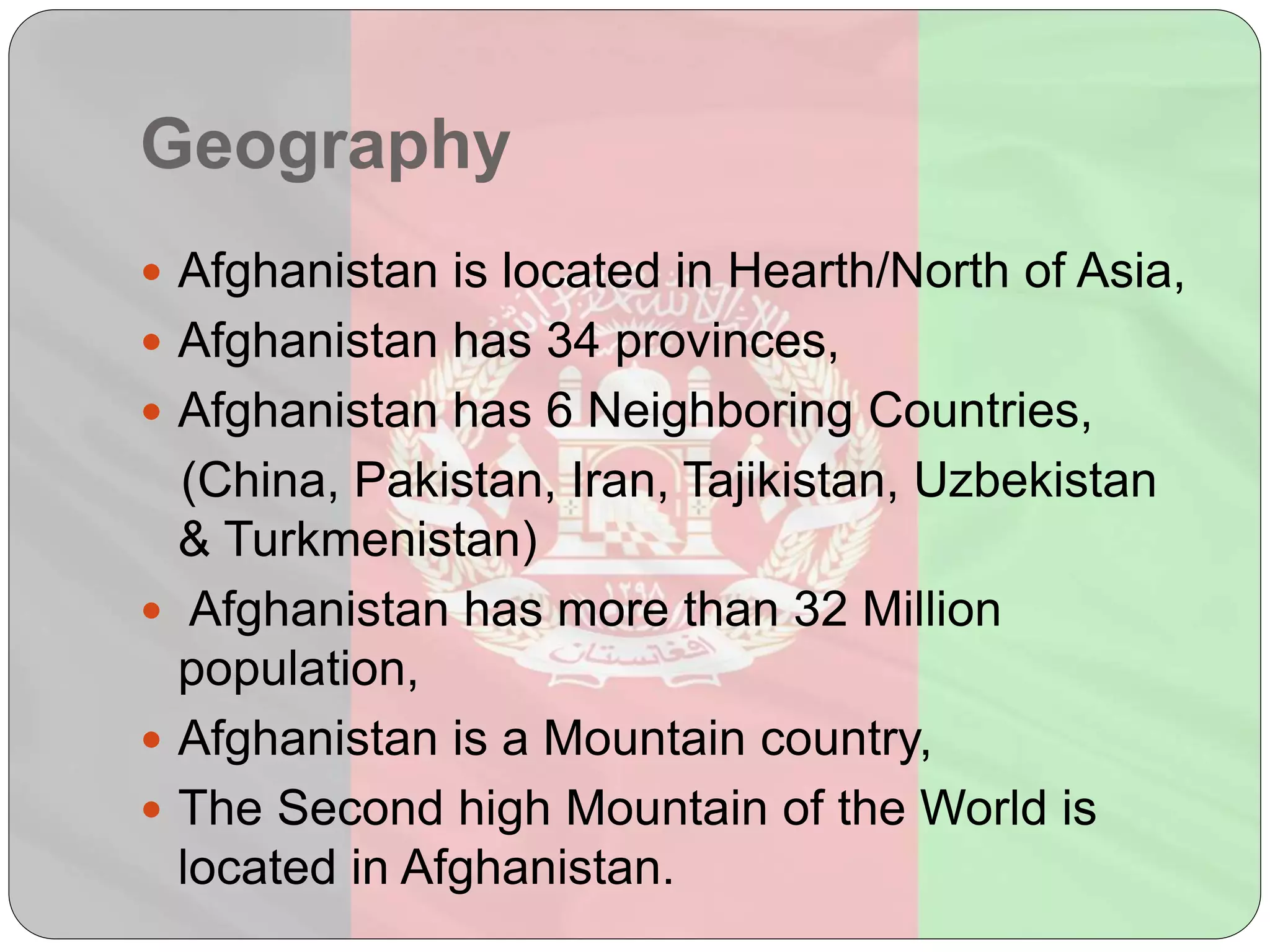 Afghanistan History and Culture | PPTX