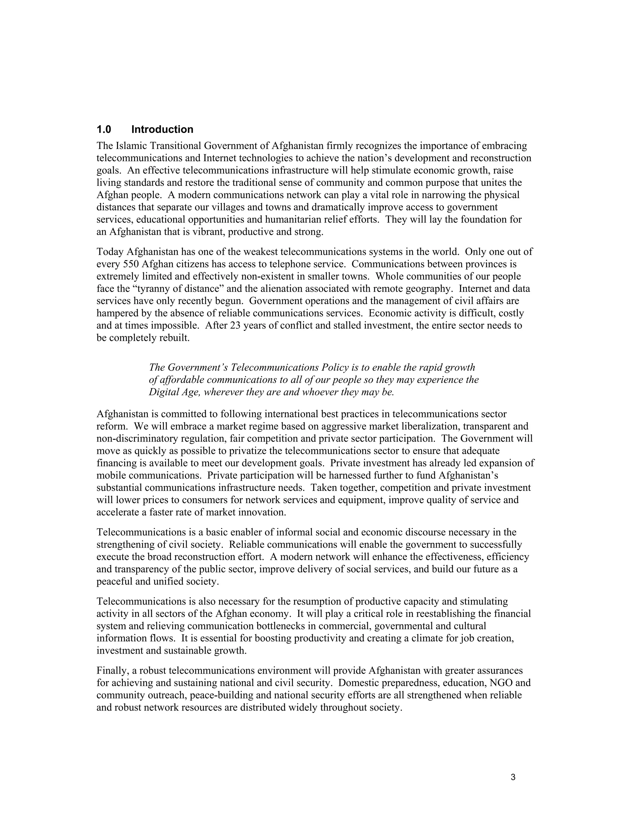 Afghanistan telecompolicy english | PDF