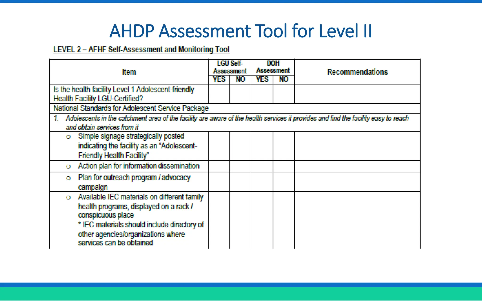 adolescent friendly health facilty strenghtening | PPTX