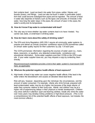 FAQ: Lead sampling in Army Family Housing Units | DOCX
