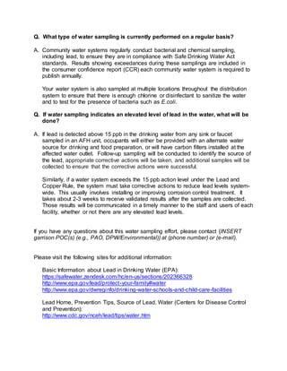 FAQ: Lead sampling in Army Family Housing Units | DOCX