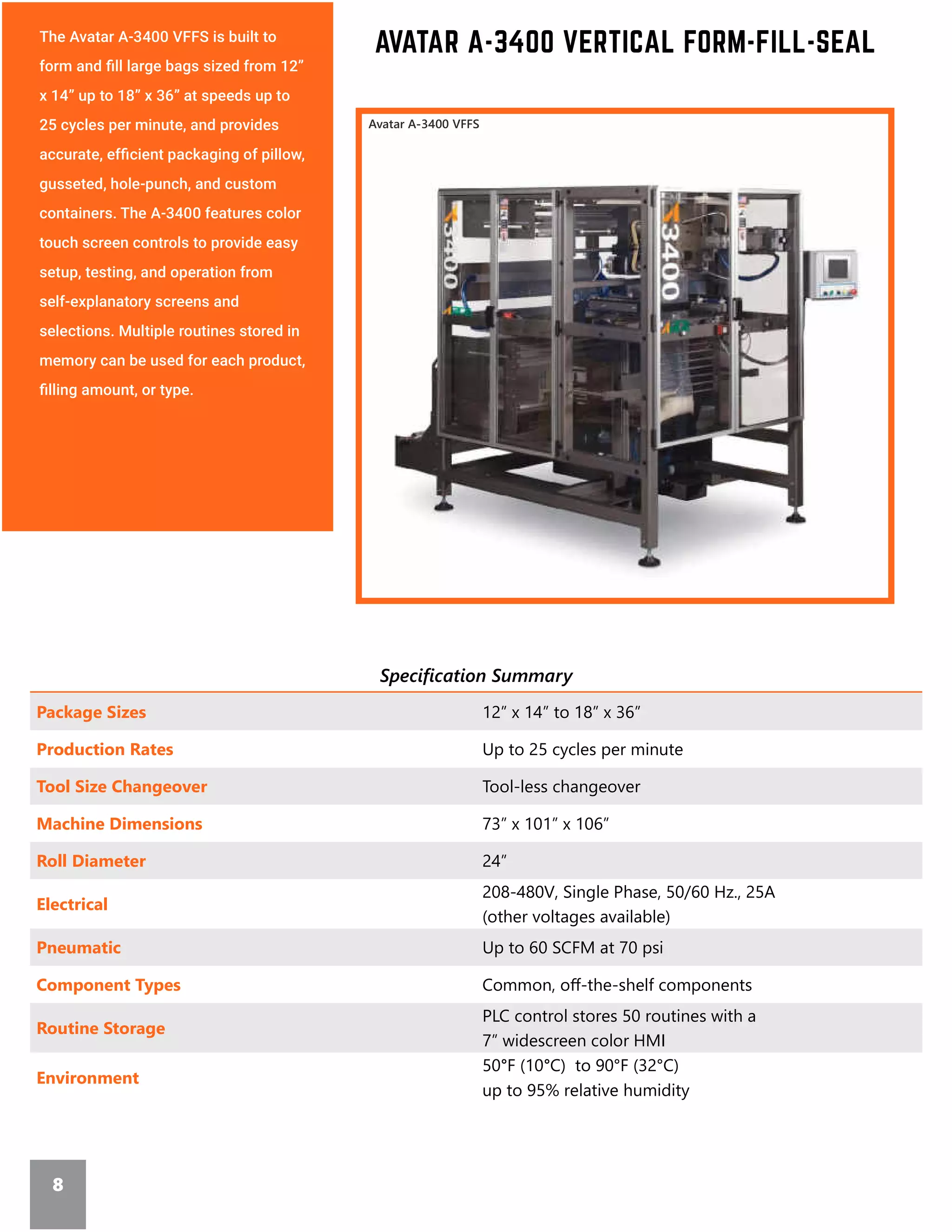 AFI Avatar vffs Bagger capabilities | PDF