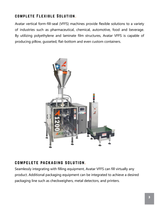 AFI Avatar vffs Bagger capabilities | PDF
