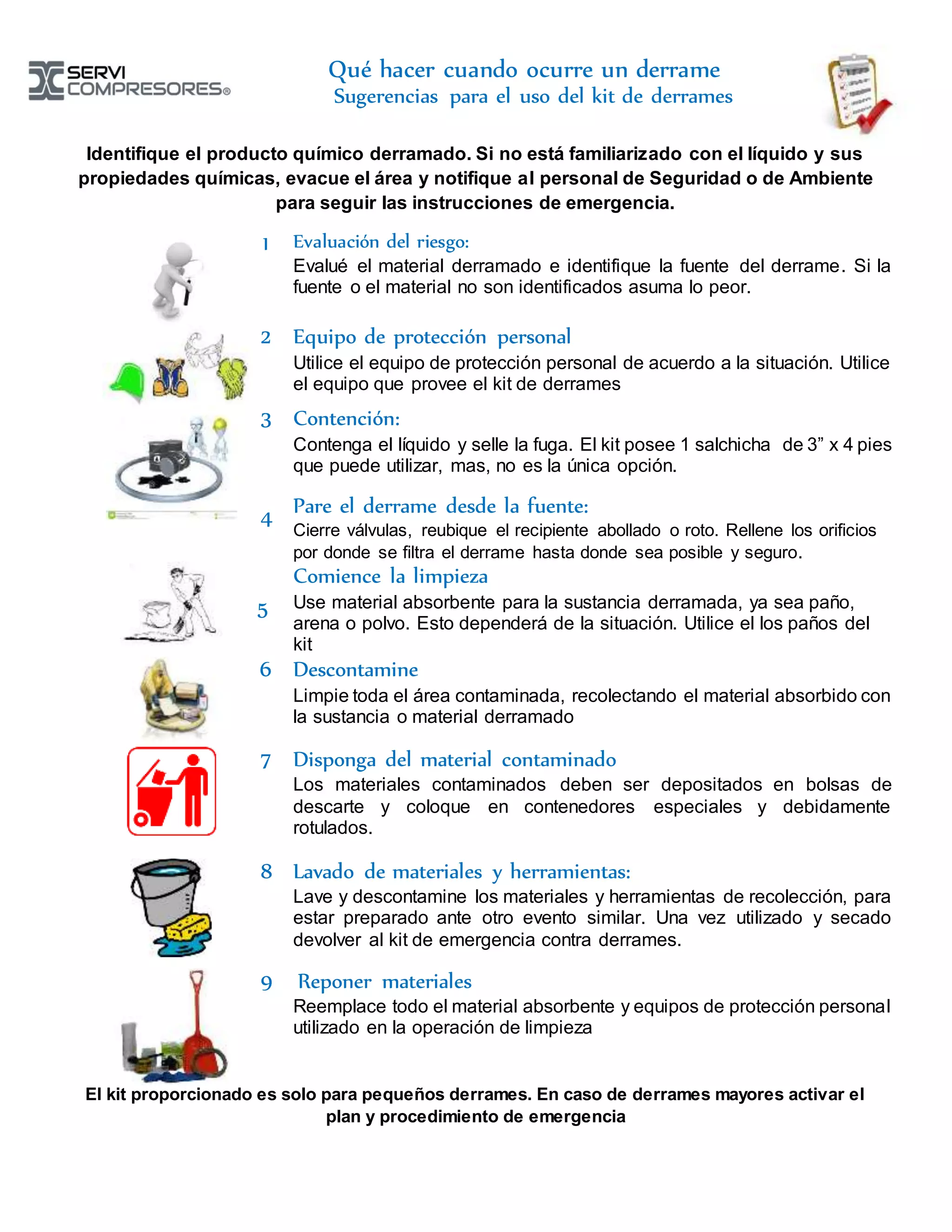 Afiche de qué hacer cuando ocurre un derrame | DOCX