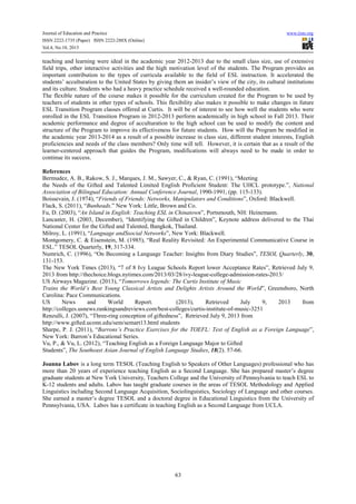 A field based curriculum designed to teach english and culture to ...