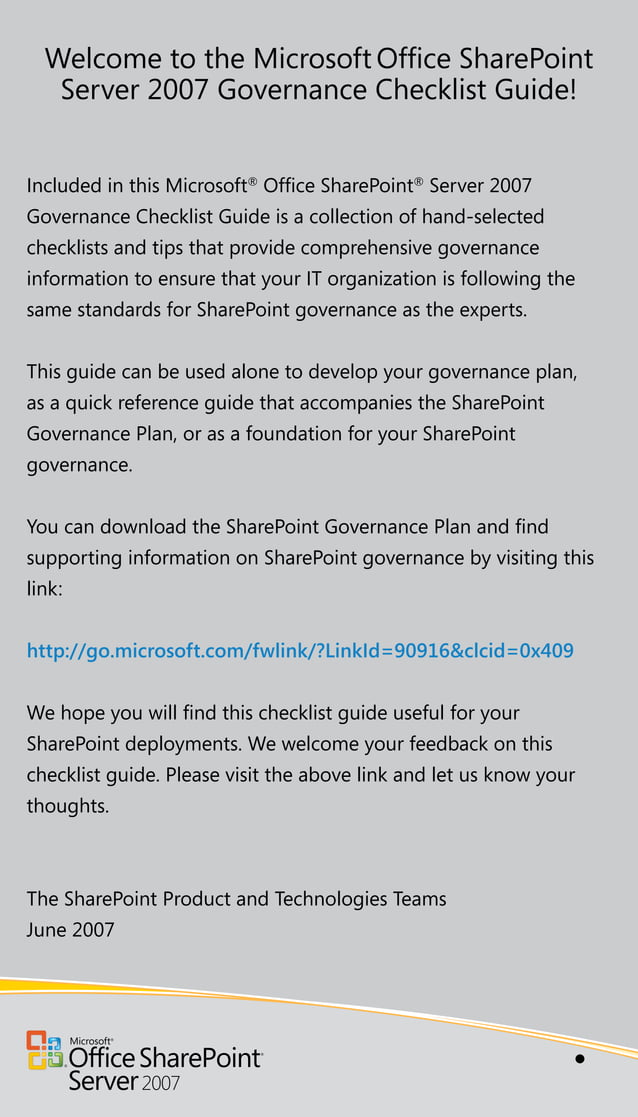 SharePoint Governance | PDF | Operating Systems | Computer Software and Applications