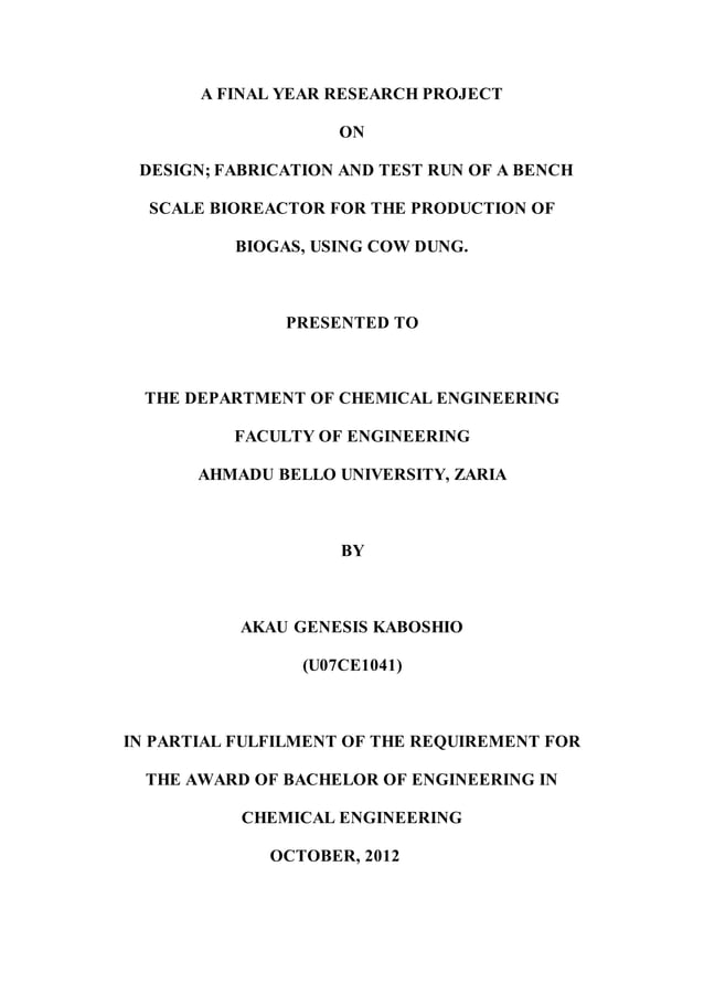 A final year research project -part 1 (Cover page) | PDF