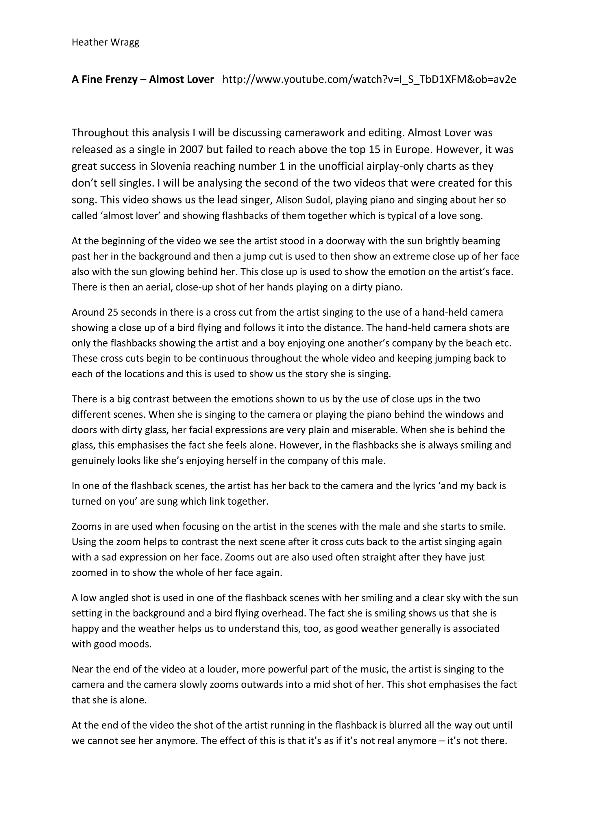 A Fine Frenzy - Almost Lover (Analysis One) | PDF