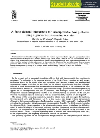 A Finite Element Formulation For Incompressible Flow Problems Using A Generalized Streamline ...