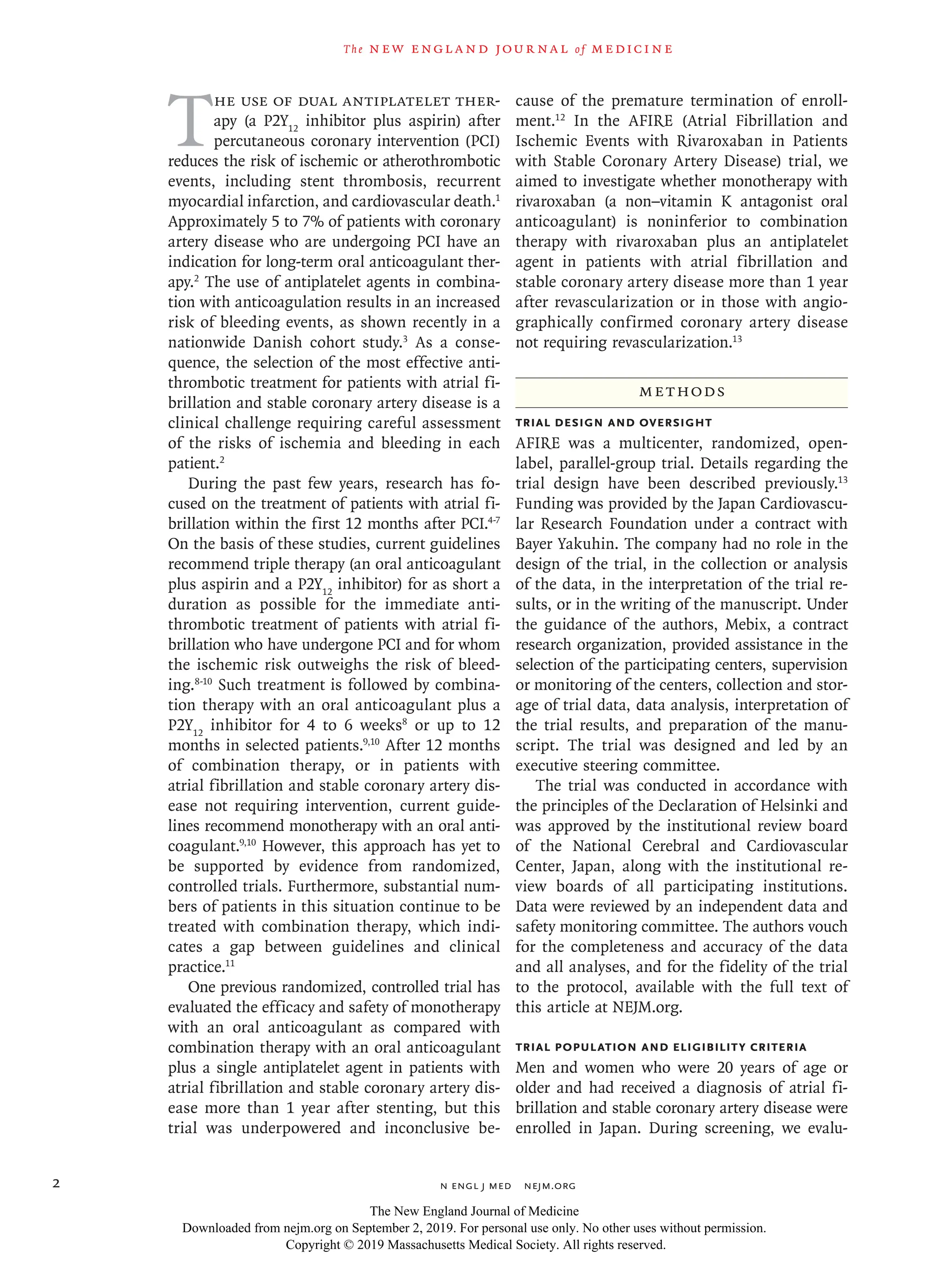 AFIRE RIVAROXABAN CON ENFERMEDAD CORONARIA ESTABLE | PDF