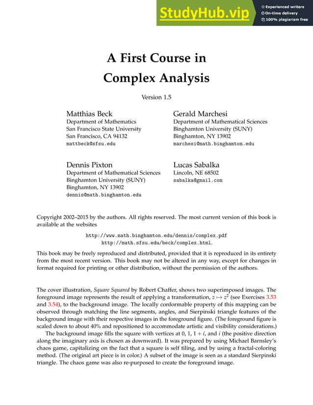 A First Course In Complex Analysis | PDF