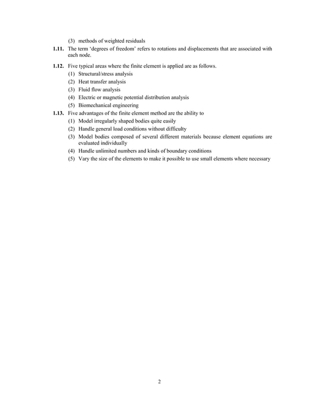 Solutions For Problems In A First Course In The Finite Element Method