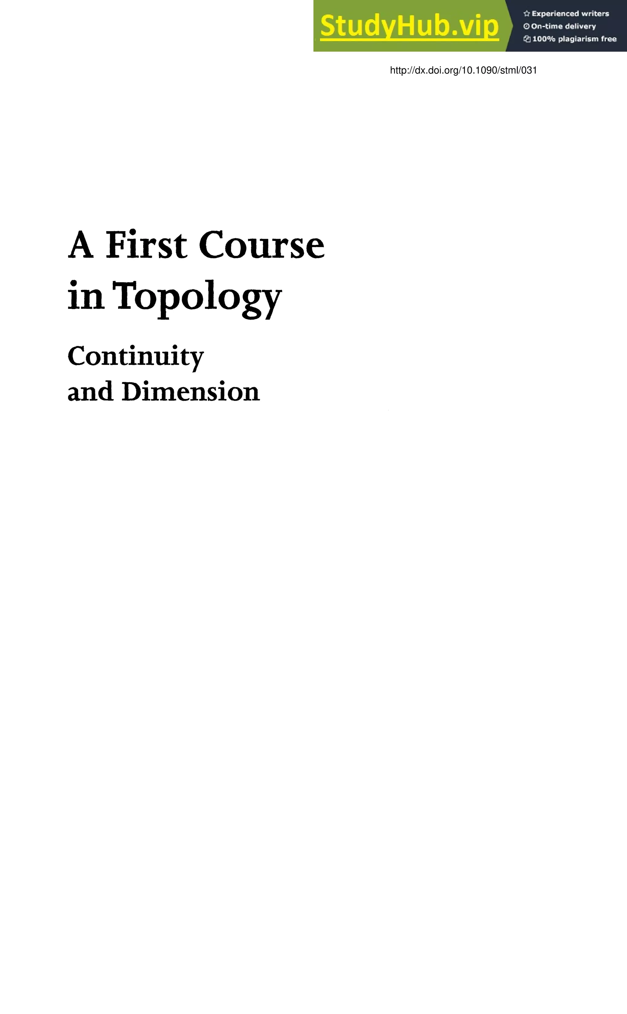 A First Course In Topology | PDF