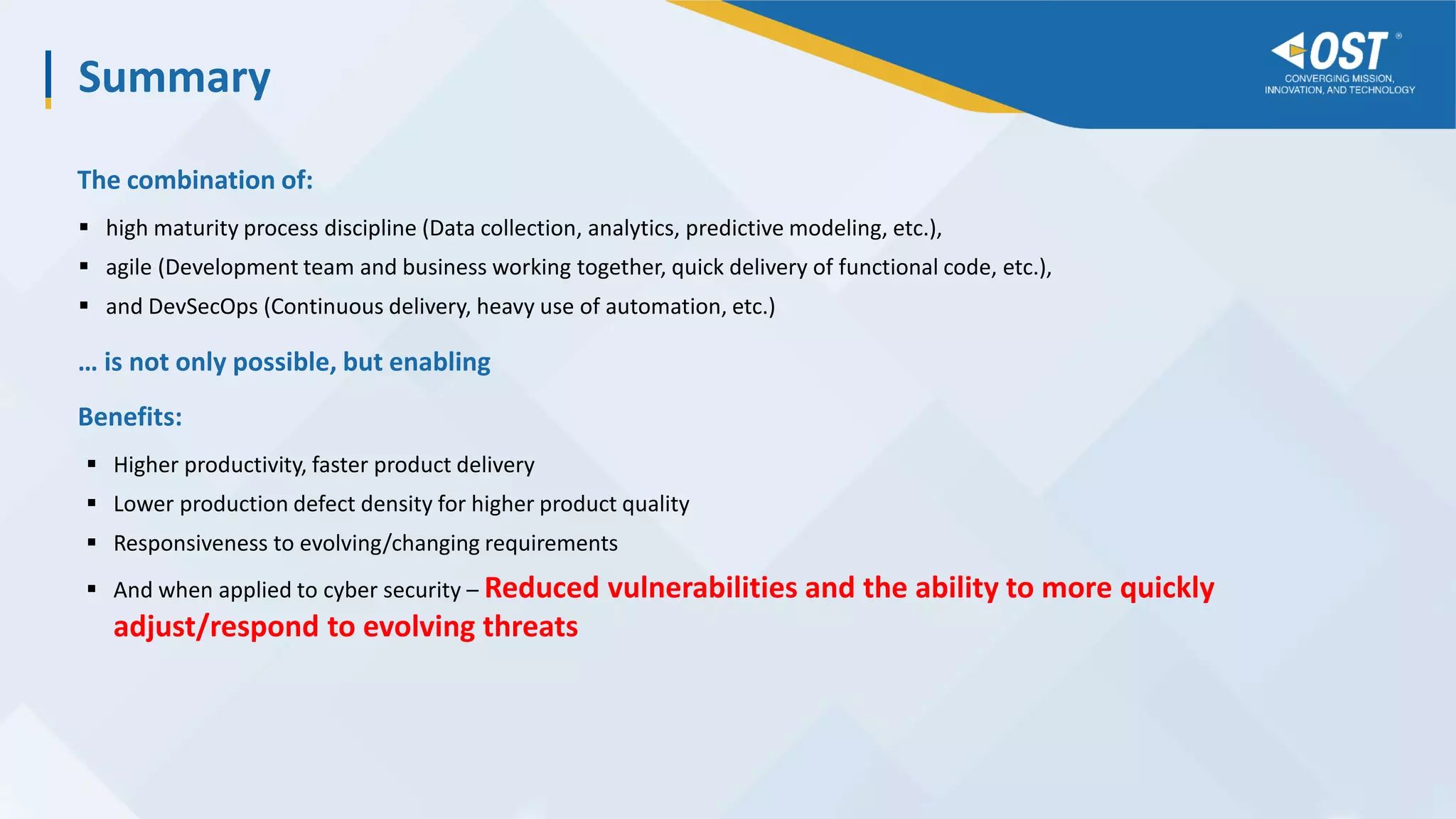 AFITC 2018 - Using Process Maturity and Agile to Strengthen Cyber ...