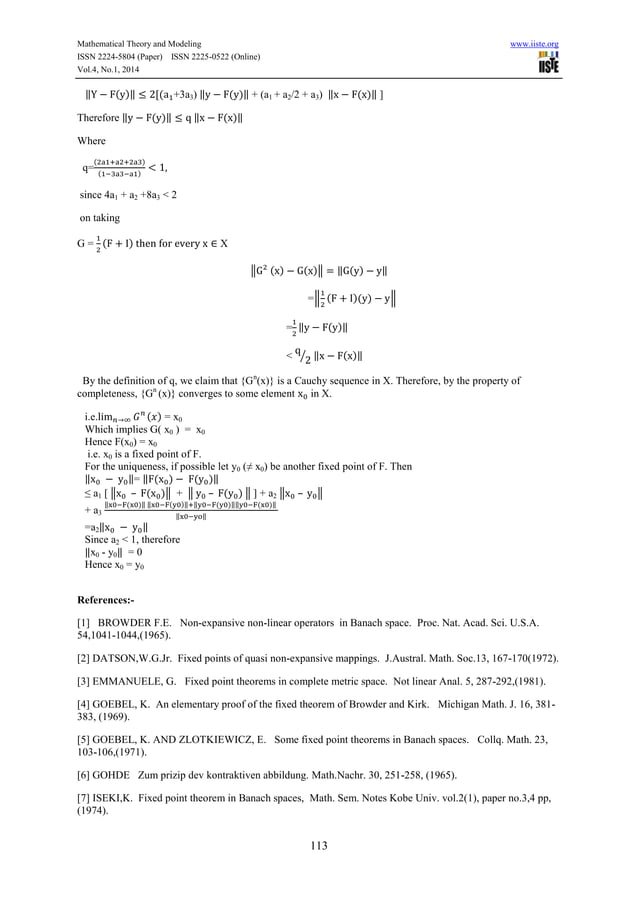 A Fixed Point Result In Banach Spaces Pdf