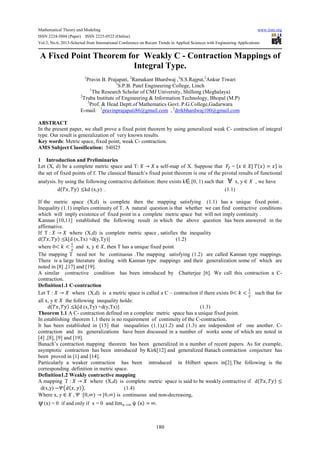 A fixed point theorem for weakly c contraction mappings of integral type. | PDF