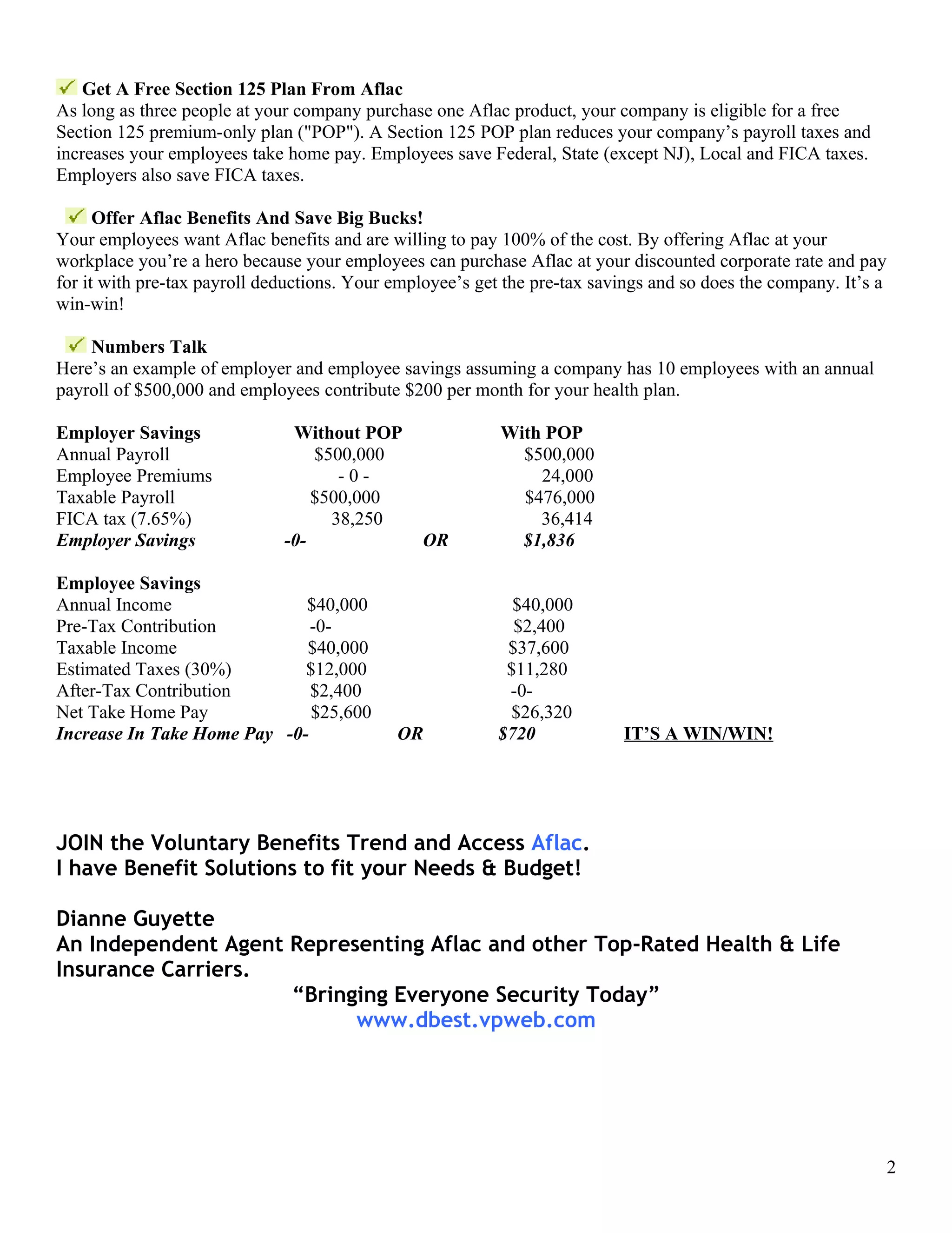 Aflac Voluntary Benefits Benefits | DOC