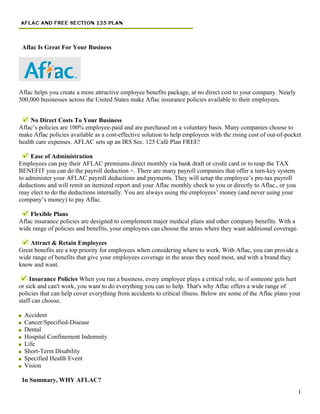Aflac Voluntary Benefits Benefits | DOC | Health Insurance | Insurance