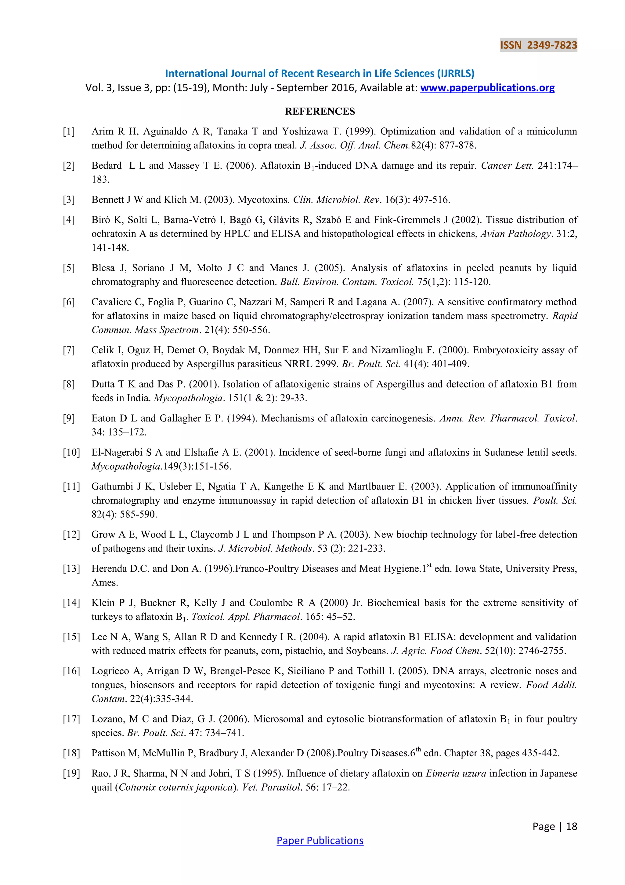 Aflatoxicosis in Poultry | PDF