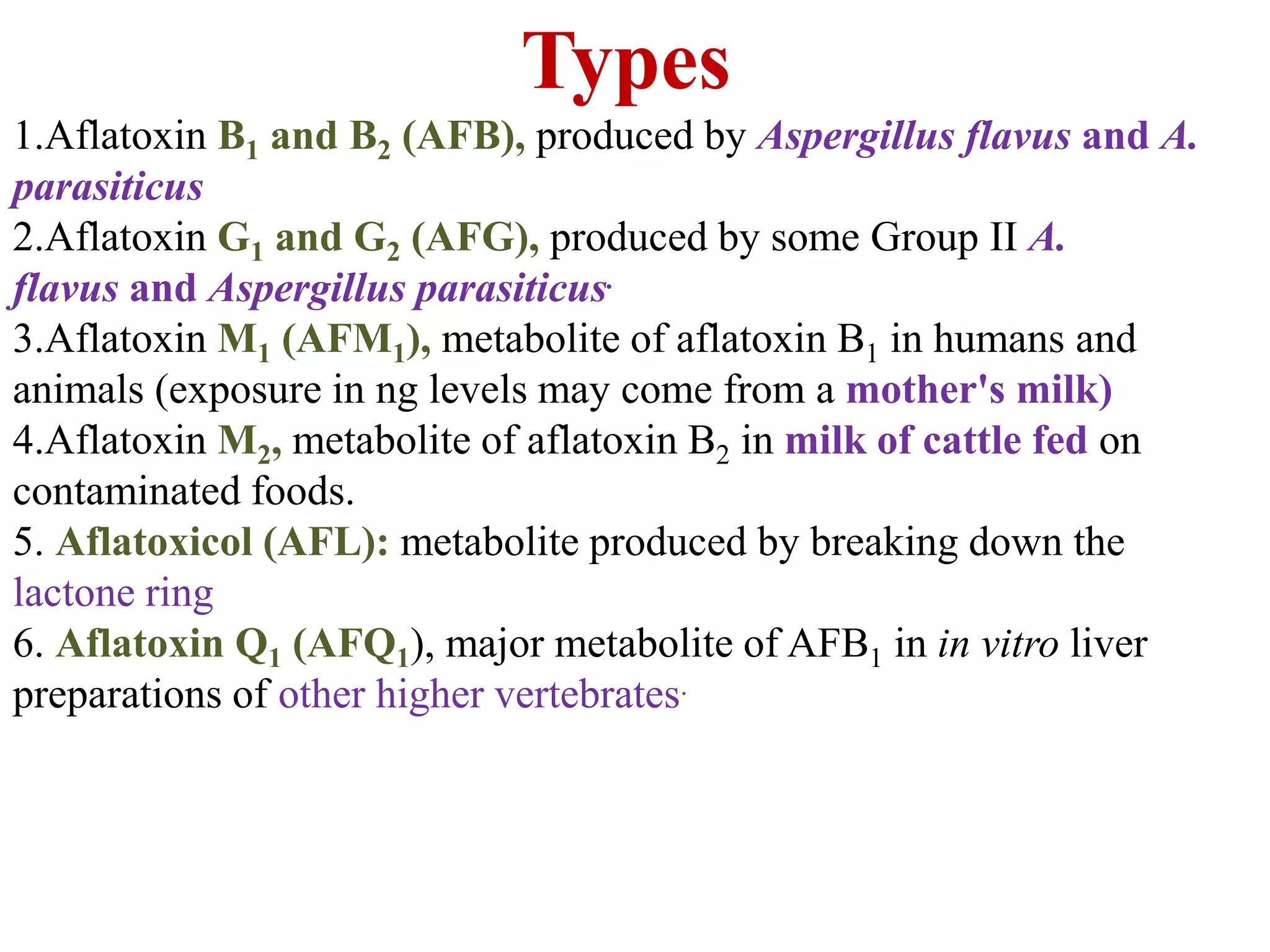 Aflatoxins general account, types & importance | PPT