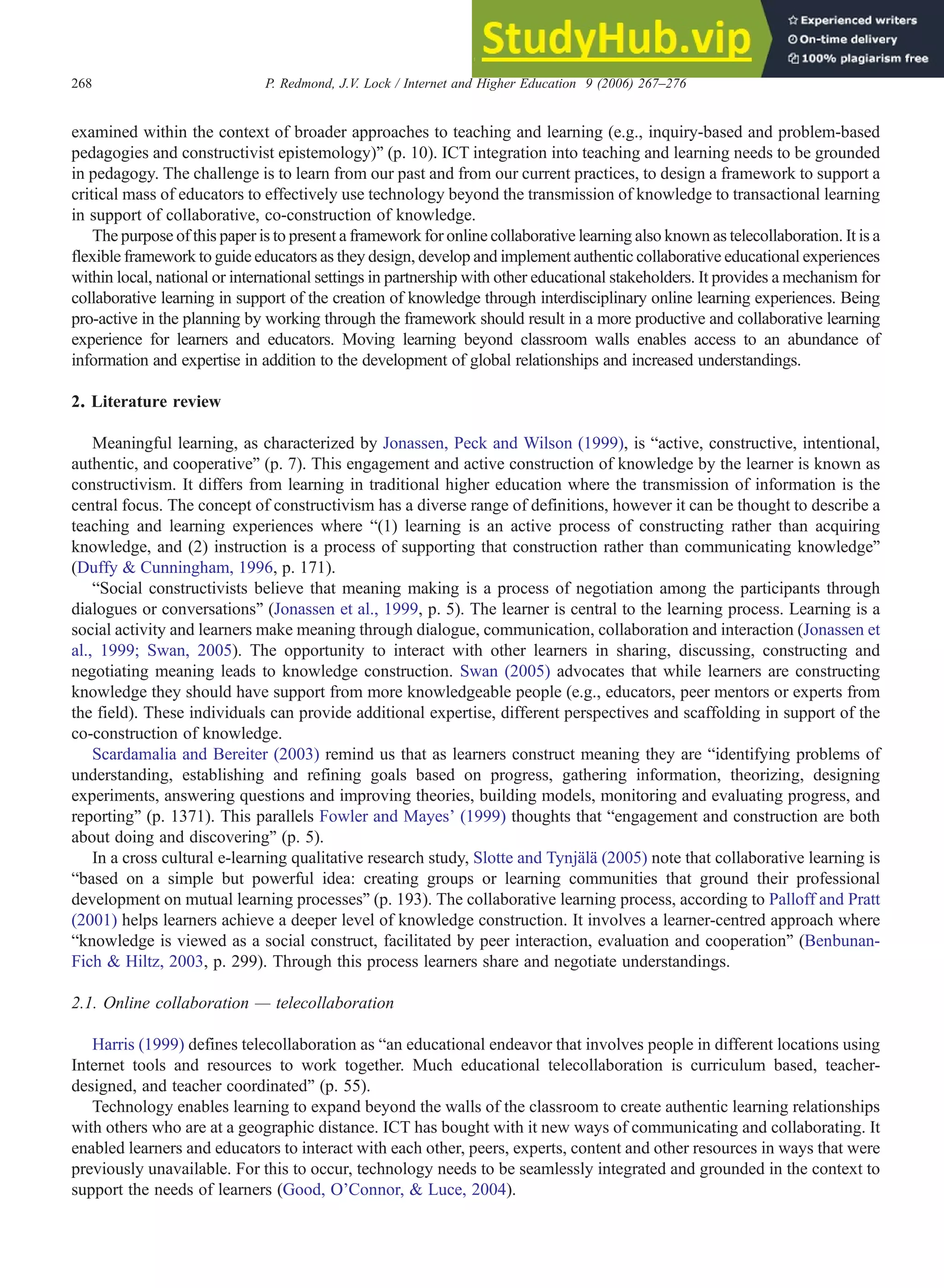 A Flexible Framework For Online Collaborative Learning | PDF