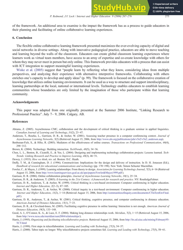 A Flexible Framework For Online Collaborative Learning | PDF