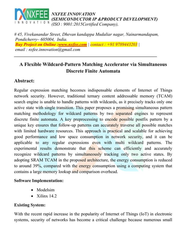 A flexible wildcard pattern matching accelerator via simultaneous discrete finite automata | PDF ...