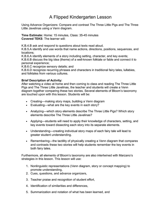 A flipped kindergarten lesson | PDF