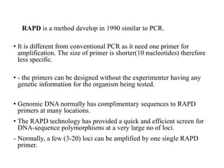 DNA Fingerprinting (AFLP, RFLP, RAPD) & Its advntages and application ...