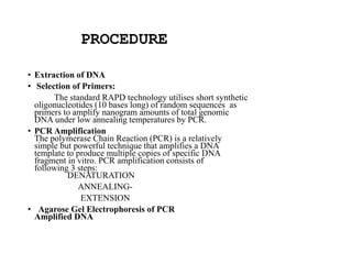 DNA Fingerprinting (AFLP, RFLP, RAPD) & Its advntages and application ...