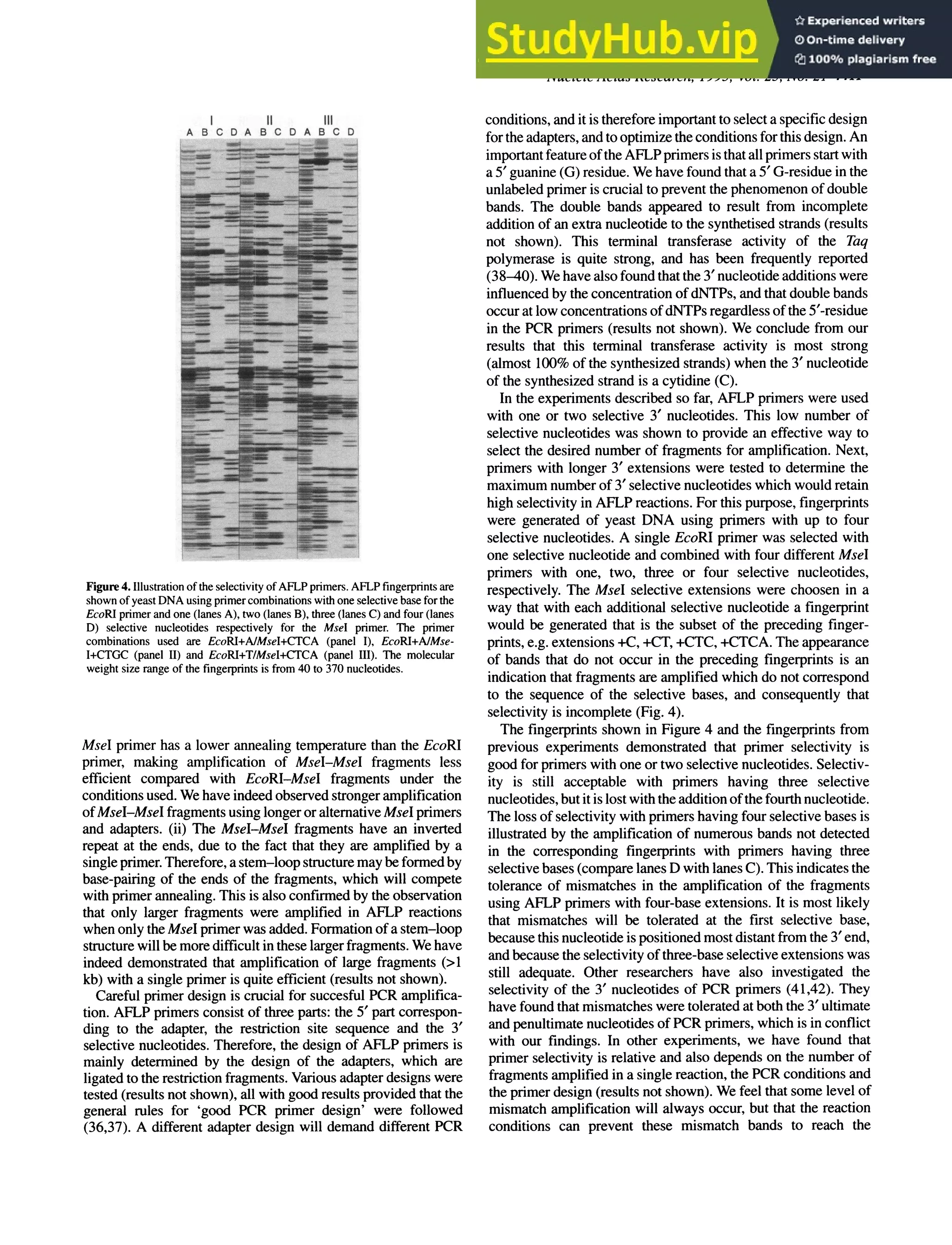 AFLP A New Technique For DNA Fingerprinting | PDF