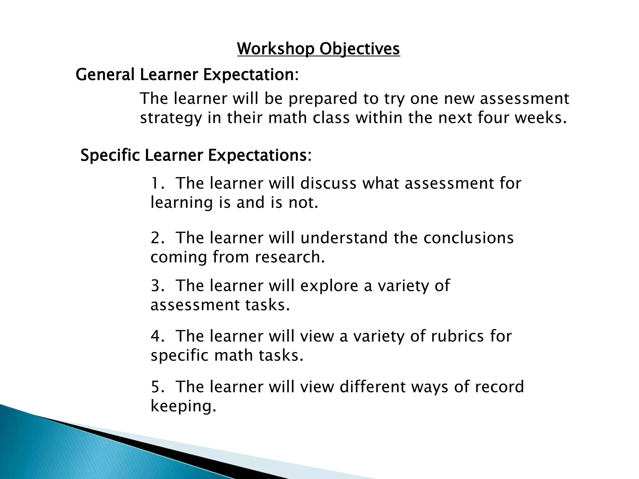 Assessment for Learning in an Elementary Math Classroom presentation | PPTX