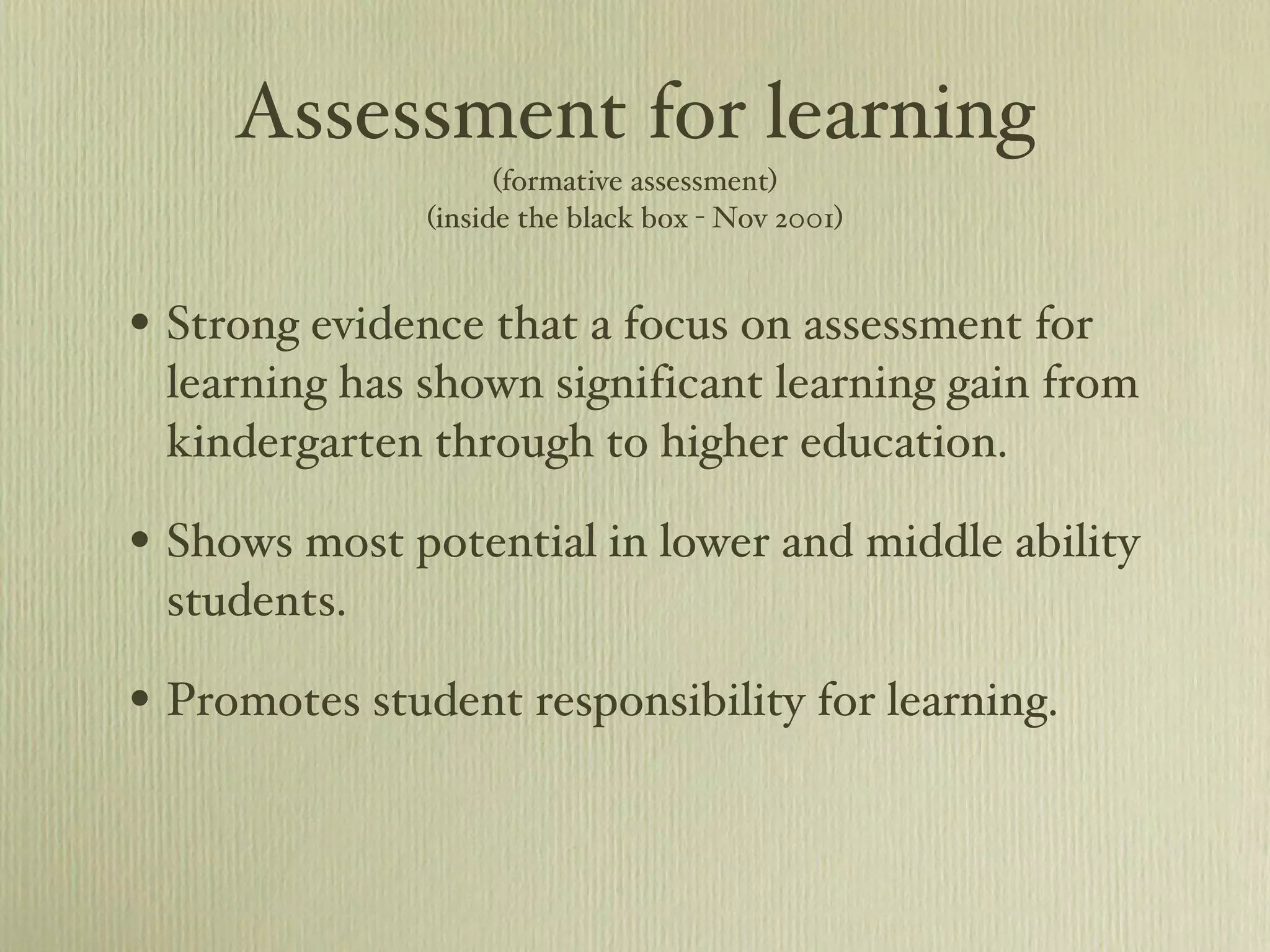 Assessment for learning | PPT